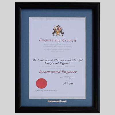 Engineering Council certificate frame | Professional Framing Company