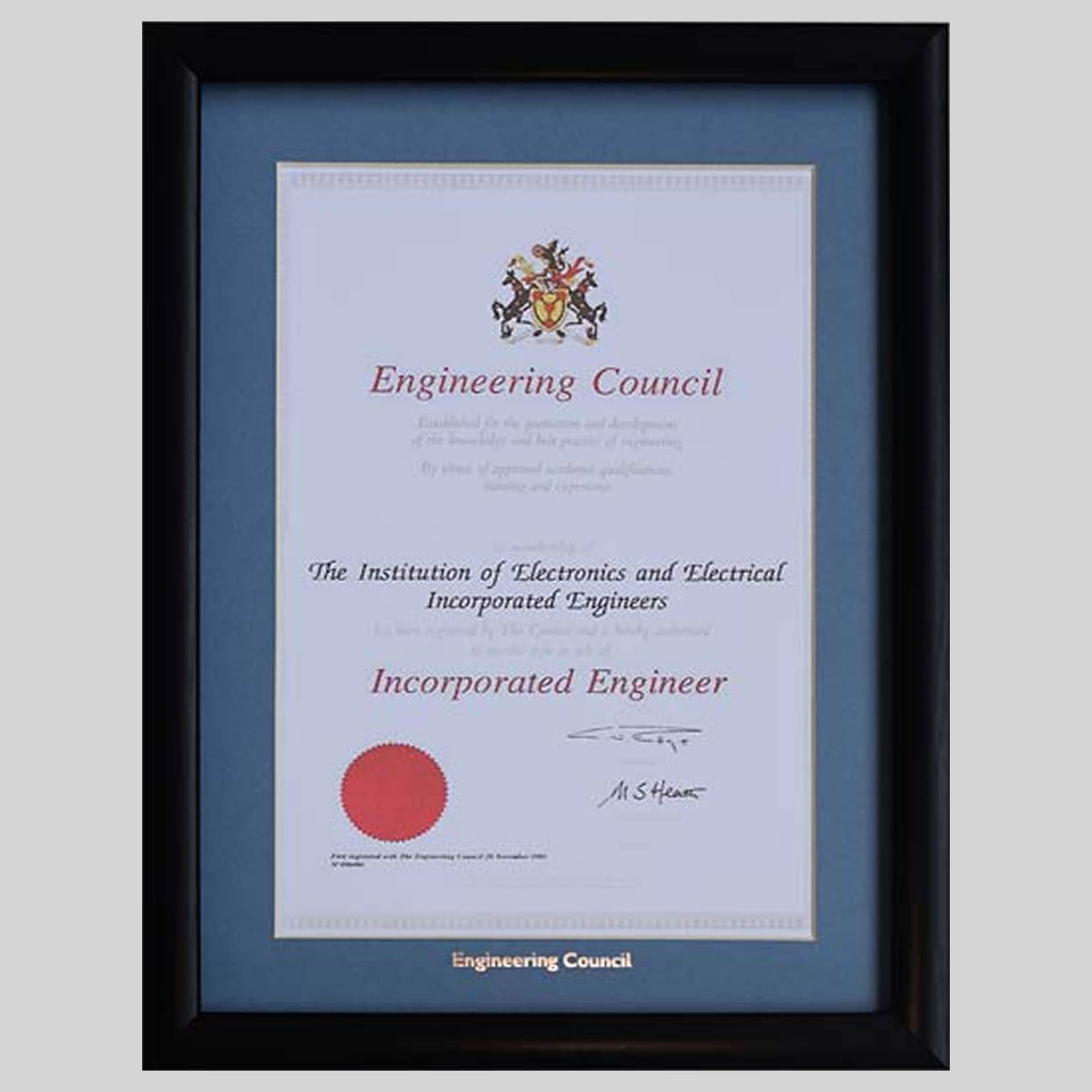Engineering Council certificate frame | Professional Framing Company