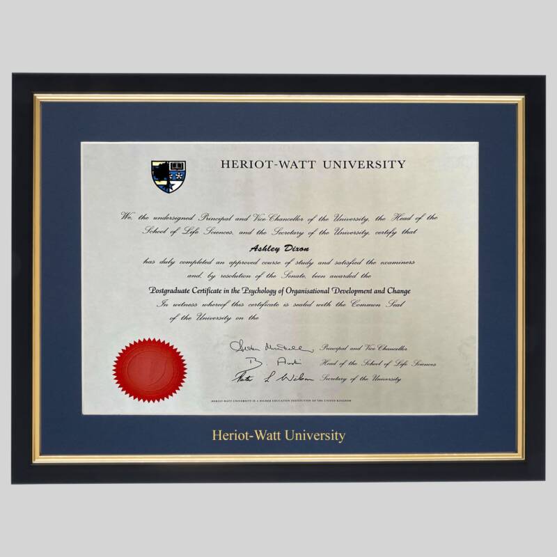 Heriot-Watt University graduation certificate Frame | Professional Framing Company