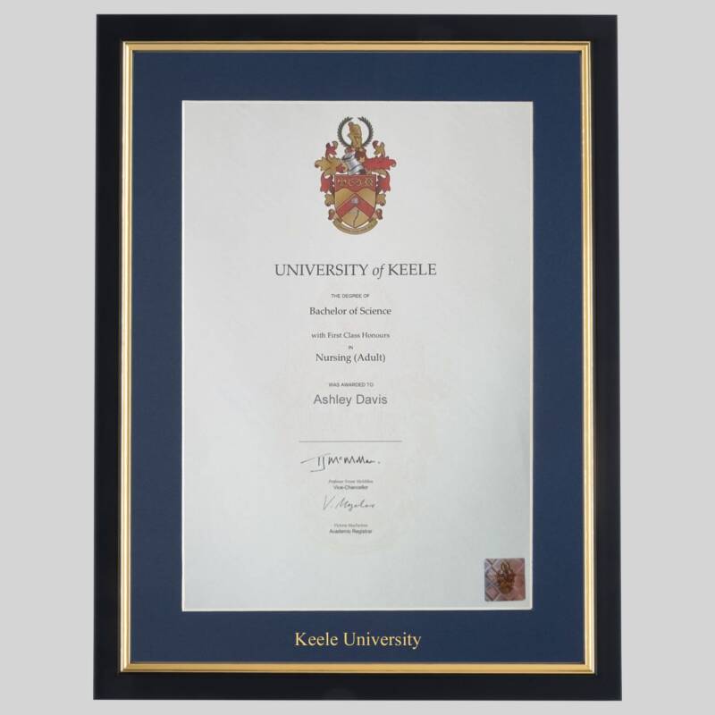 Keele University graduation certificate Frame | Professional Framing ...