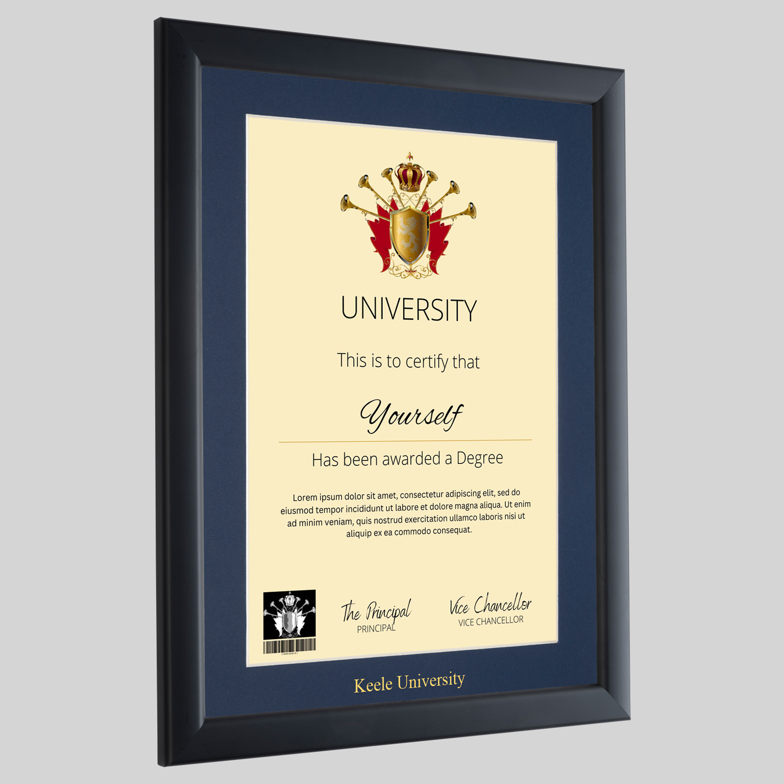 Keele University graduation certificate Frame | Professional Framing ...