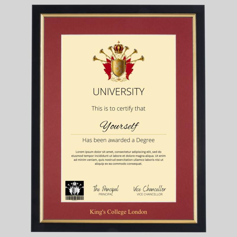 Kings College London graduation certificate Frame | Professional ...