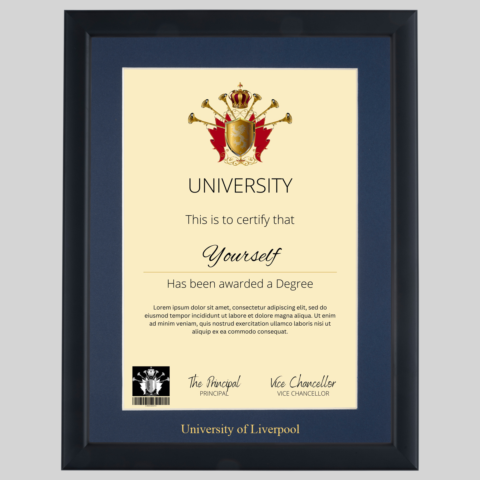 University of Liverpool graduation certificate Frame - Professional ...