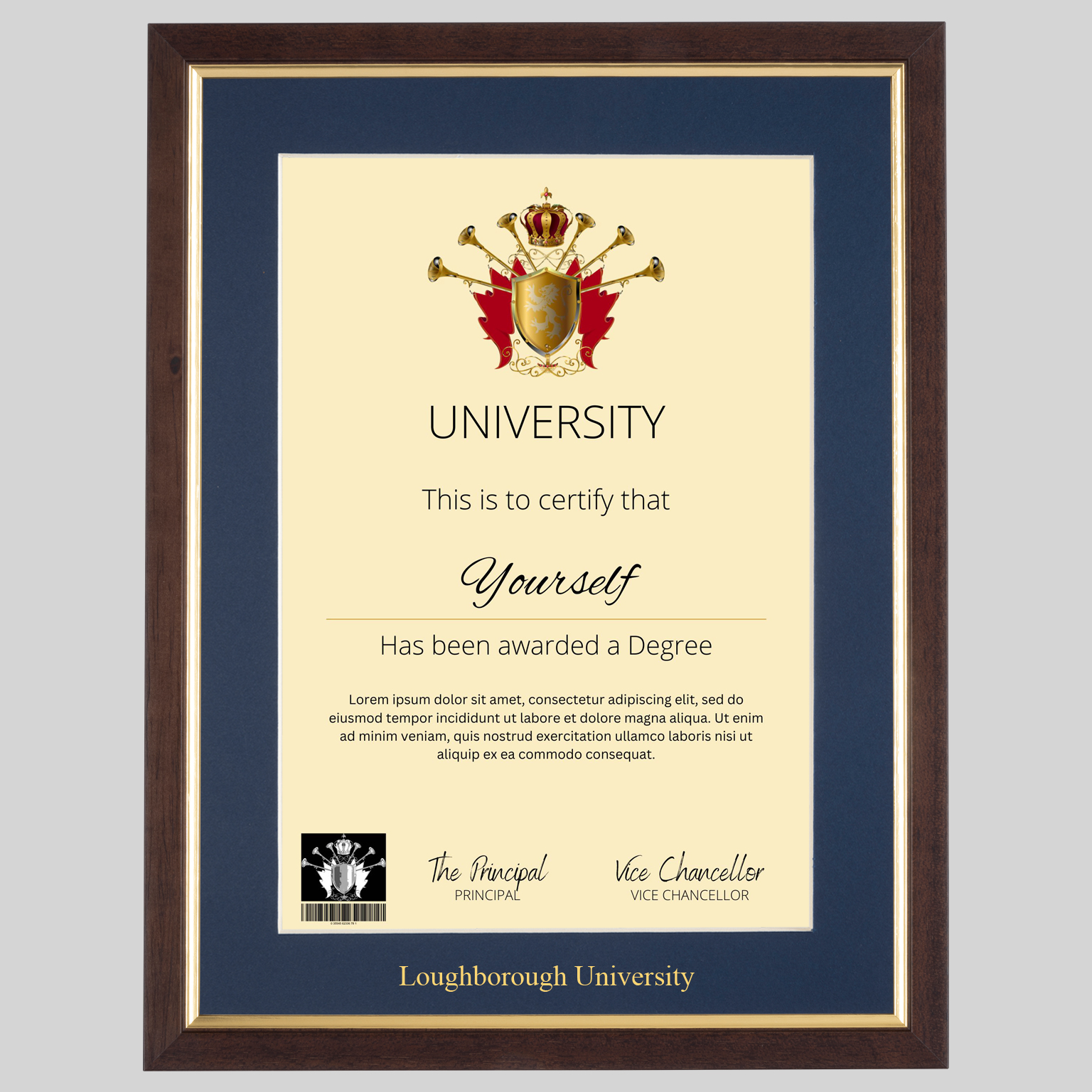 Loughborough University graduation certificate Frame | Professional ...