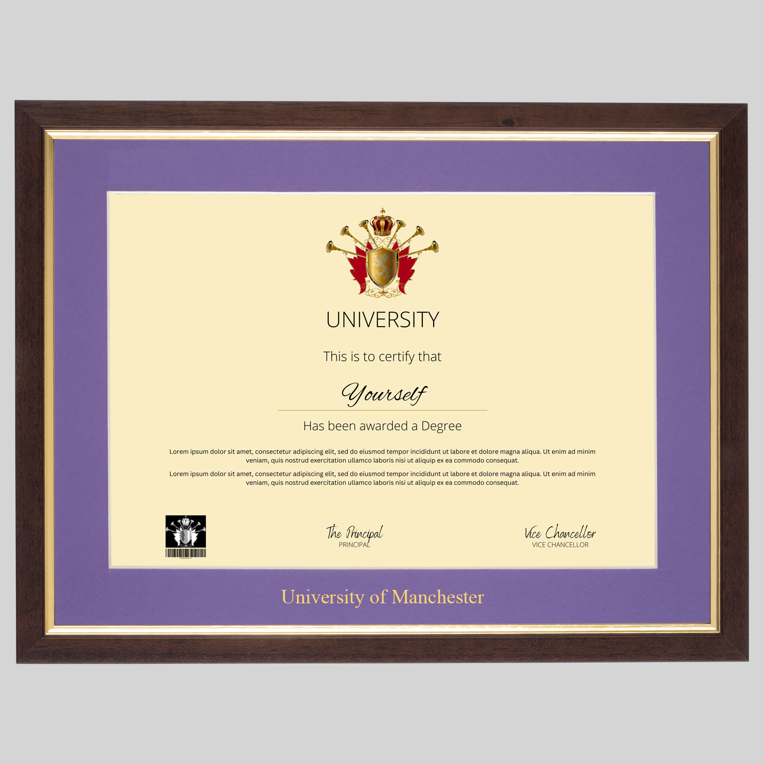 University of Manchester graduation certificate Frame - Professional ...
