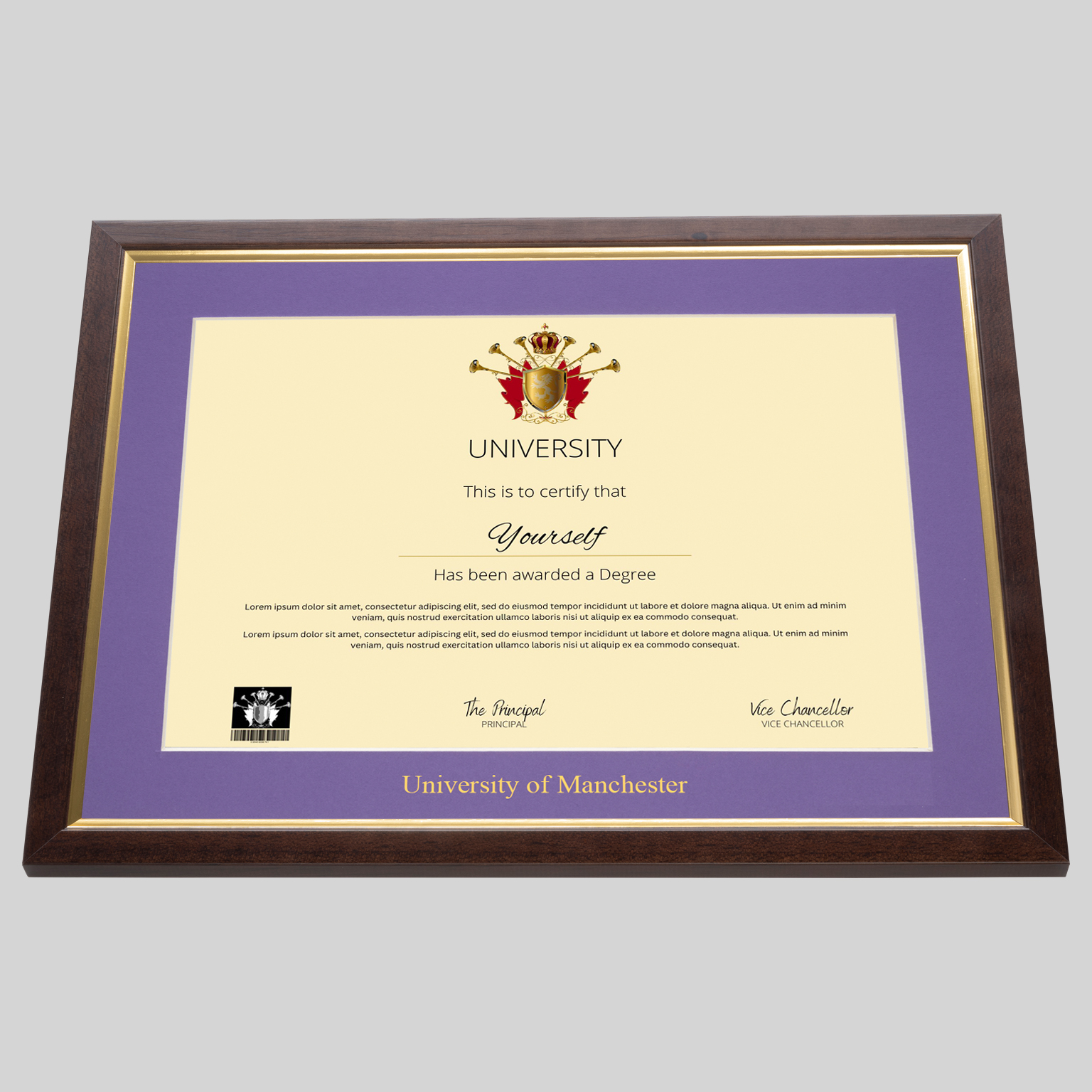 University of Manchester graduation certificate Frame - Professional ...