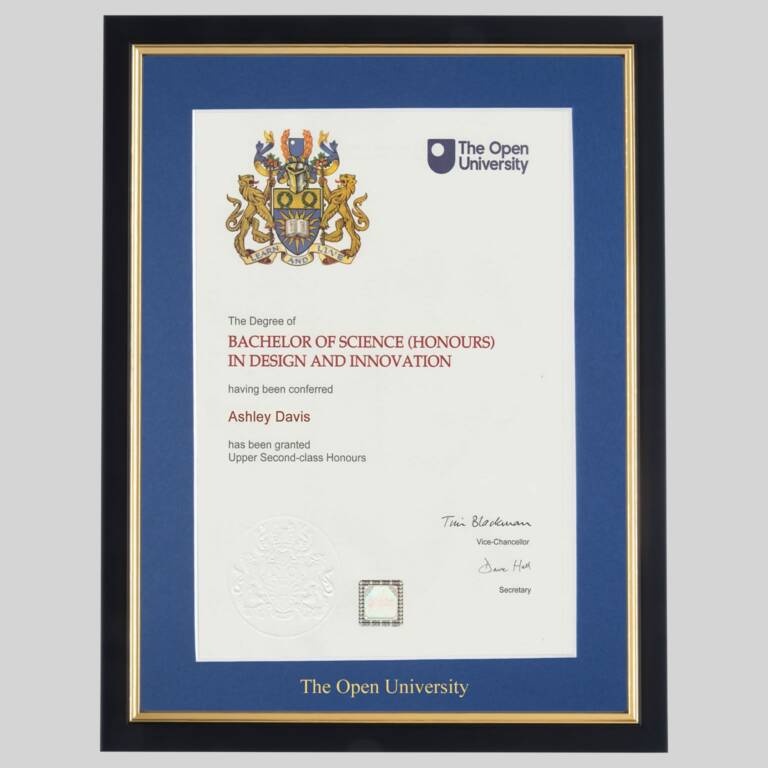 The Open University graduation certificate Frame | Professional Framing ...